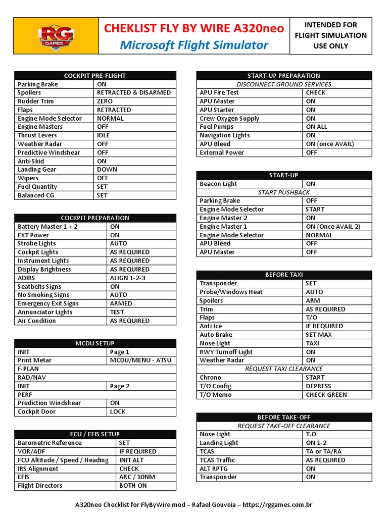 A320neo Checklist - Flybywire | PDF | Flap (Aeronautics) | Manufactured ...