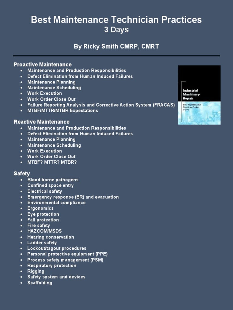 Best Maintenance Technician Practices Pdf Troubleshooting