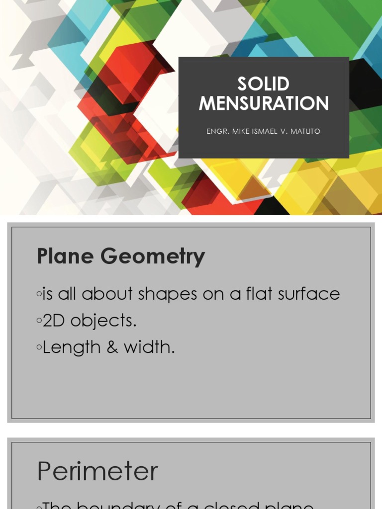 Solid Mensuration Part 1 | PDF | Volume | Geometry