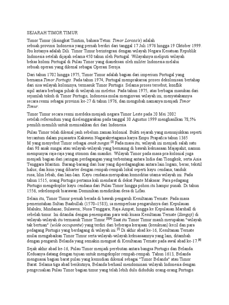 Sejarah Timor Timur: Dari Koloni ke Kemerdekaan | PDF | Politik