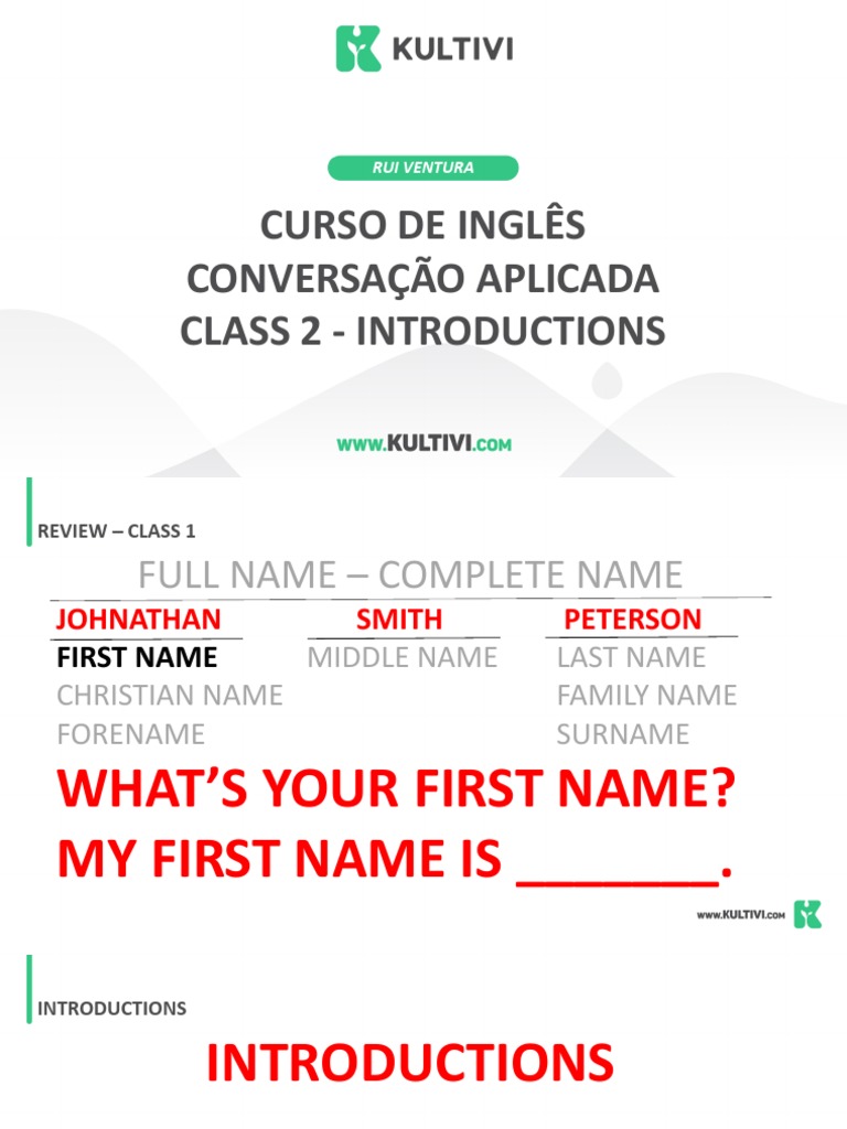 Aula 002 - Class 2 - Introductions | PDF | Art