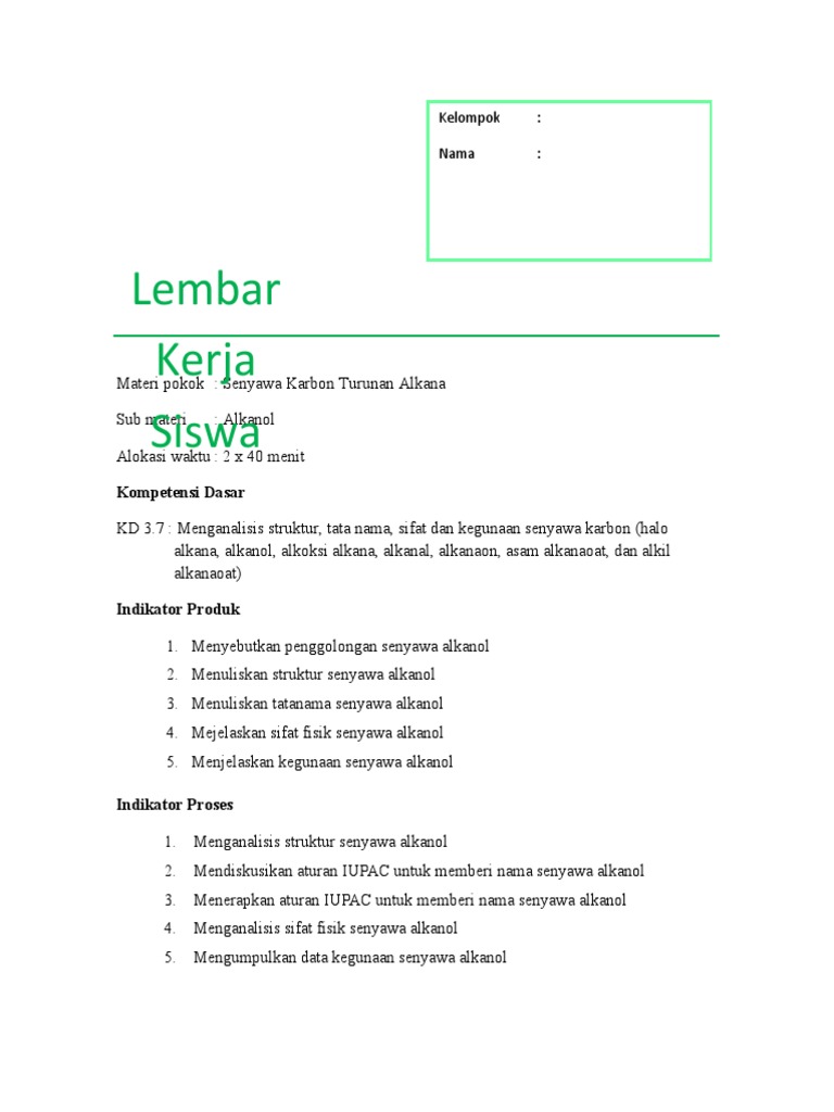 Panduan Lengkap Alkanol dan IUPAC | PDF | Sains & Matematika