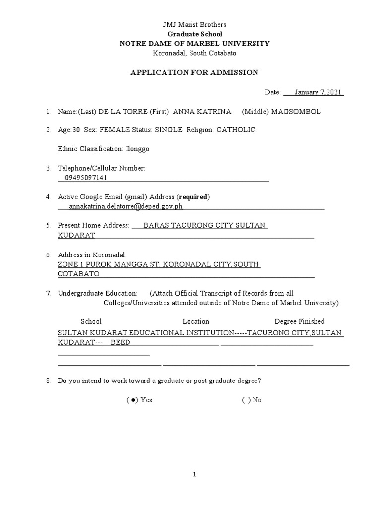 GS FO 001 ADMISSION FORM - Revised682020 | PDF | Academia