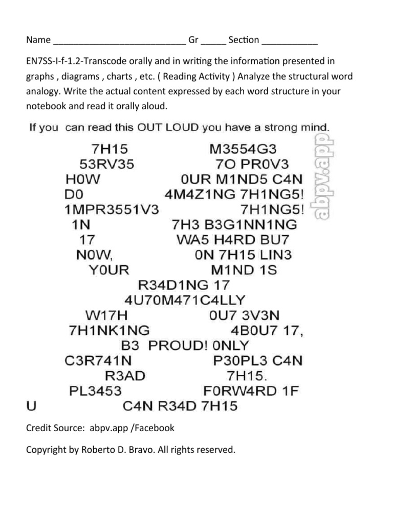 Reading Drill G7 | PDF