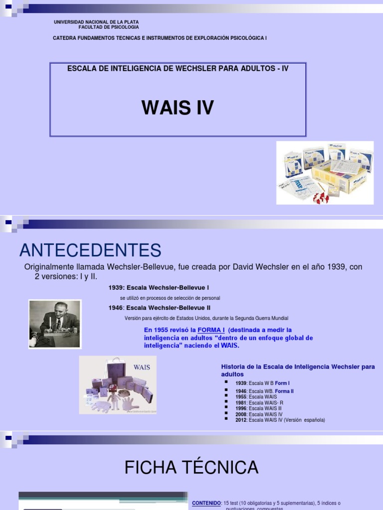 WAIS-IV: Evaluación de Inteligencia Adultos | PDF | Escala de ...