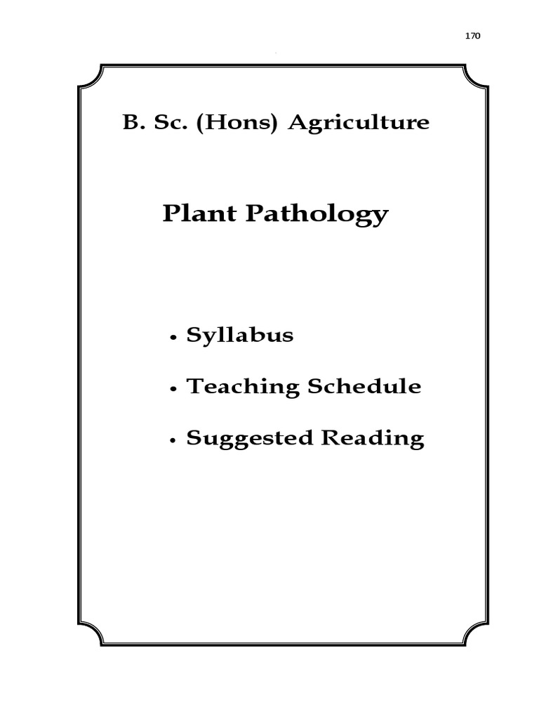 Plant Pathology Syllabus | PDF | Microorganism | Fungus