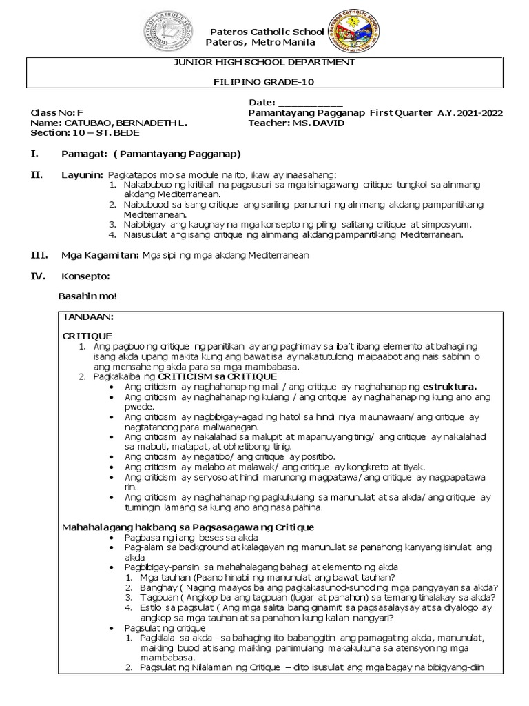 Ang Kuwintas - Critique | PDF