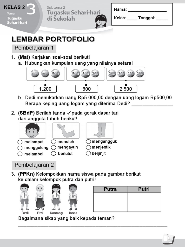 LEMBAR PORTOFOLIO BUPENA 2B Tema 3 Sub 2 | PDF