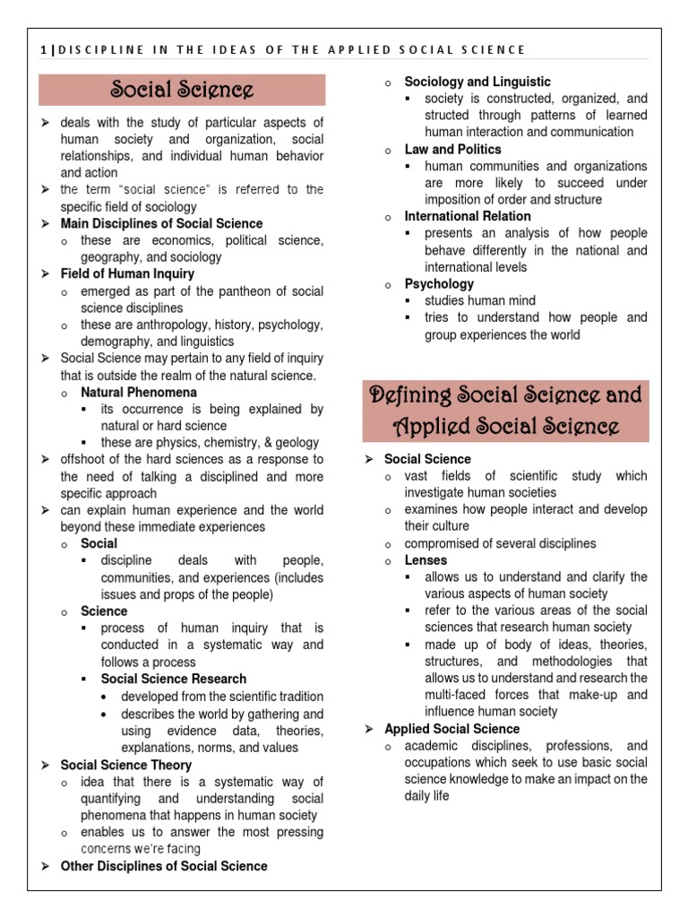 Applying Social Science: An Overview of the Disciplines, Theories, and ...