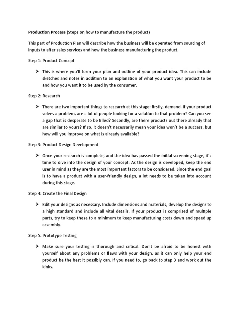Production Process & Production Plant and Equipment Needed | PDF ...