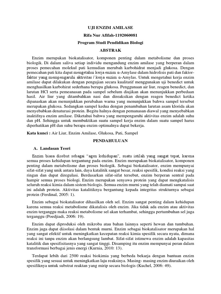 Laporan Uji Enzim Amilase | PDF