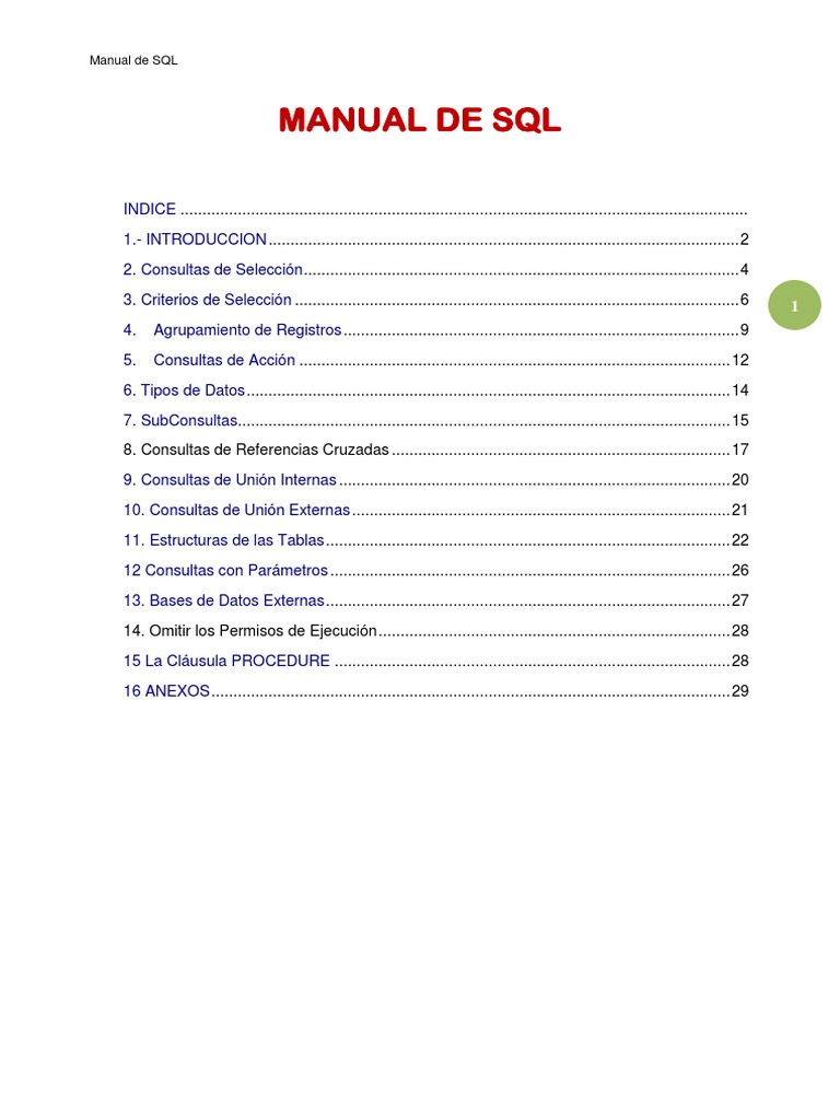 Manual de SQL | PDF | SQL | Programación de computadoras