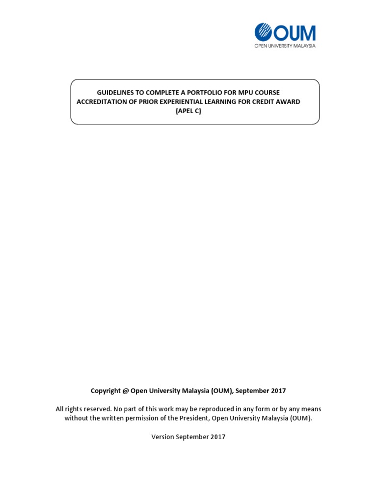 APEL C Portfolio Guidelines | PDF | Learning | Certification