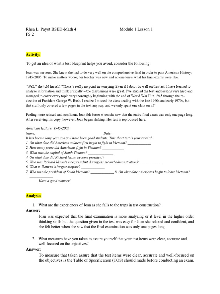 Test Blueprint and Assessment Guide | PDF | Learning | Teachers