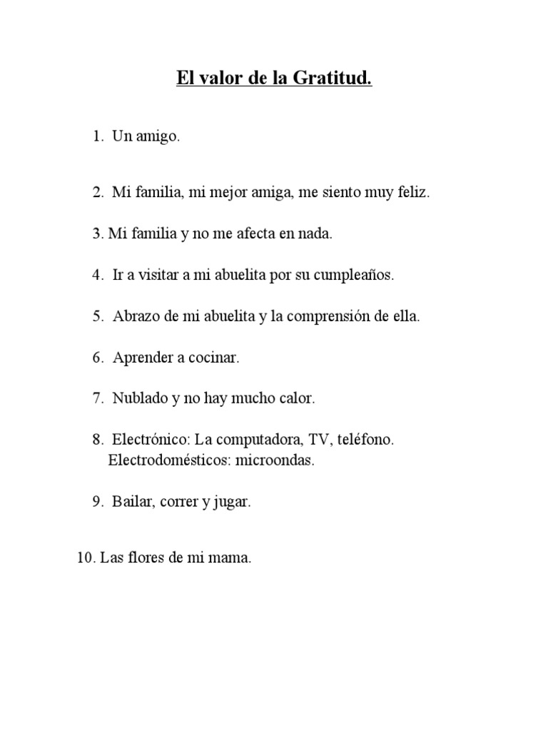 El Valor de La Gratitud | PDF