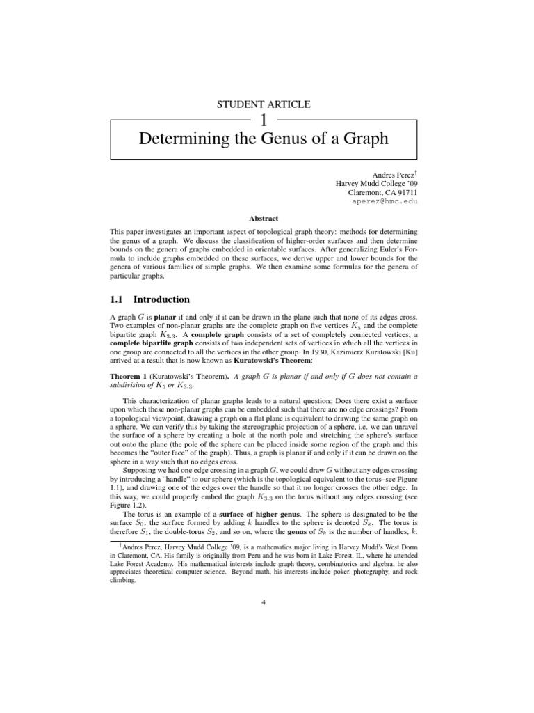 Determining The Genus of A Graph | PDF | Discrete Mathematics ...