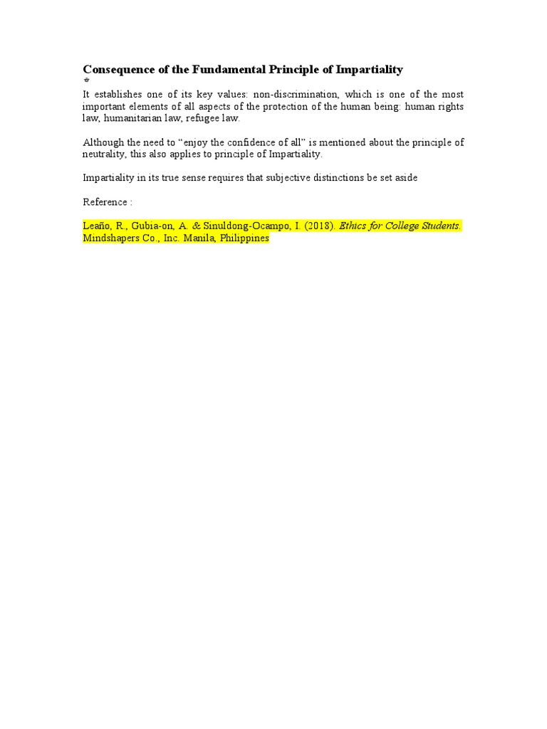 Consequences of Impartiality Principle | PDF | Reason | Philosophical ...