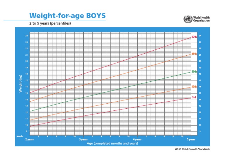 Boys Charts Weight For Age 2 To 5 Years (Percentiles) | PDF