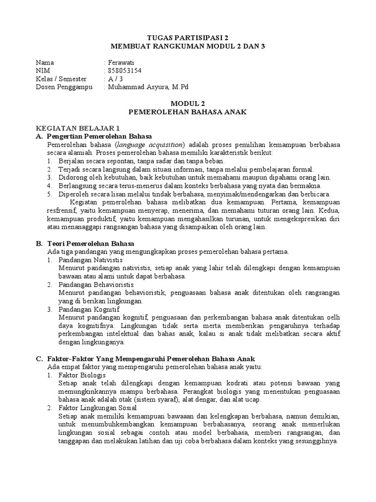 Tugas Partisipasi 2 (PDGK 4204) Ferawati 858053154 | PDF