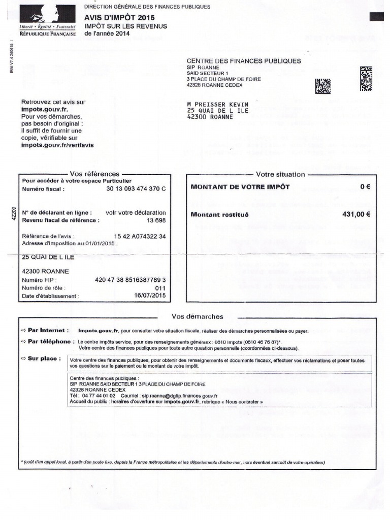 Avis D'imposition - Partie 1 | PDF