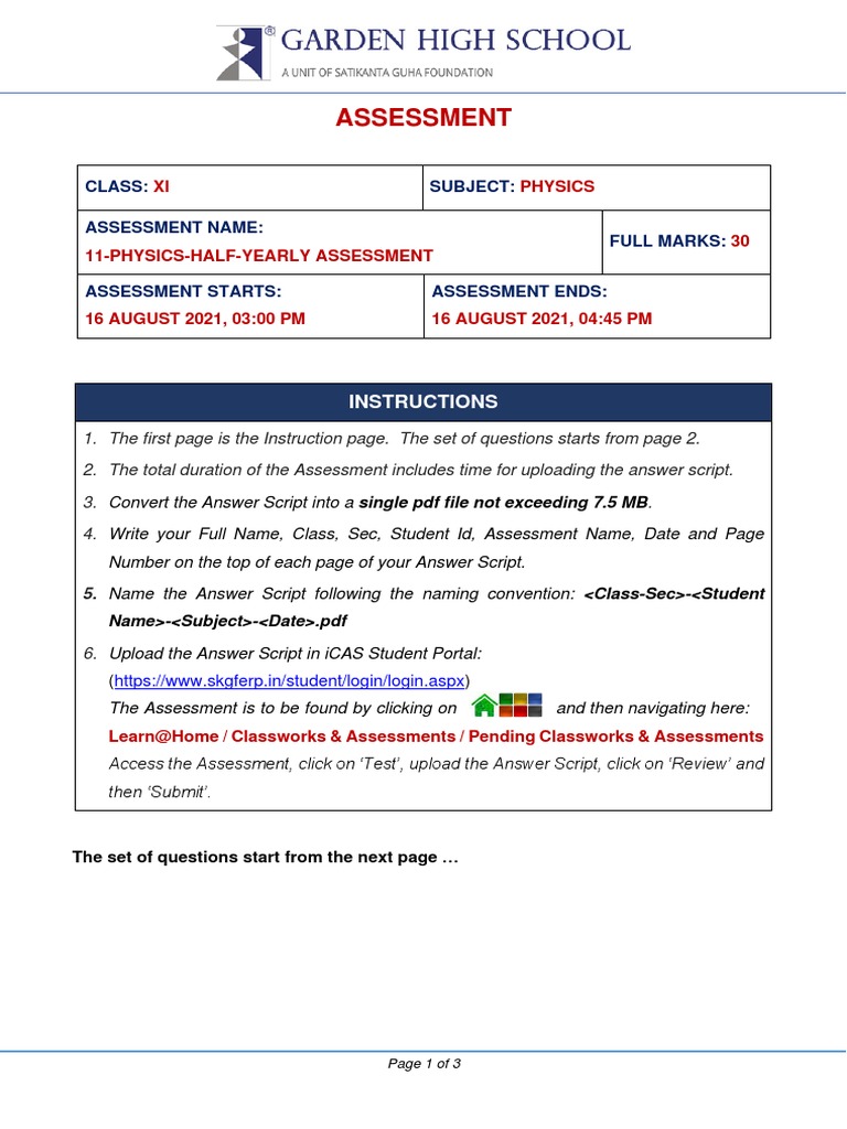 11 Physics Half Yearly Assessment | PDF | Force | Velocity