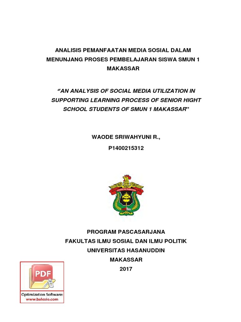 Analisis Pemanfaatan Media Sosial Dalam Menunjang Proses Pembelajaran | PDF