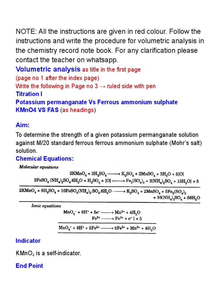 Volumetric Analysis | PDF | Chemistry | Titration