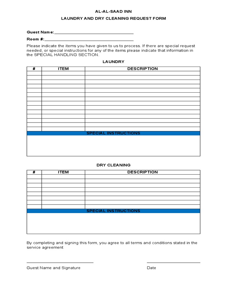 Laundry Form | PDF