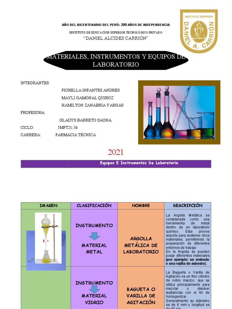 Equipos E Instrumentos de Laboratorio | PDF | Balanza | Laboratorios