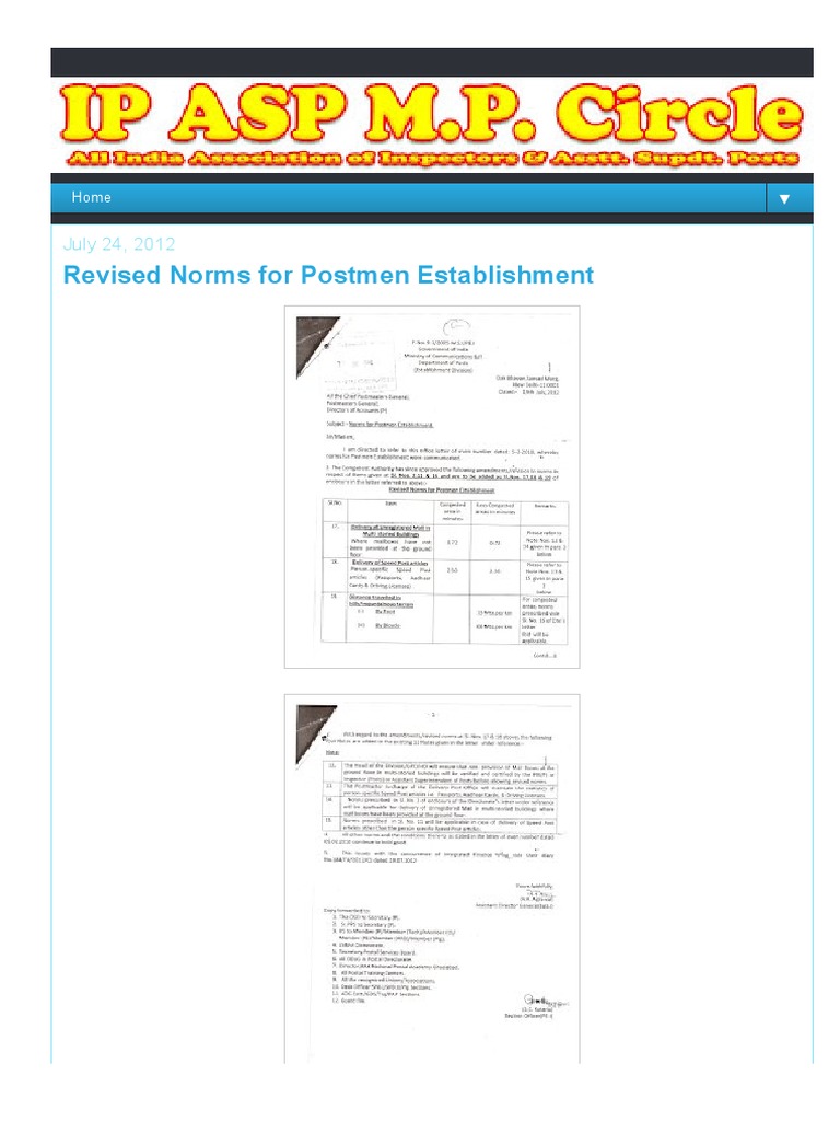 Revised Postman Delivery Norms | PDF | Mail | Public Services