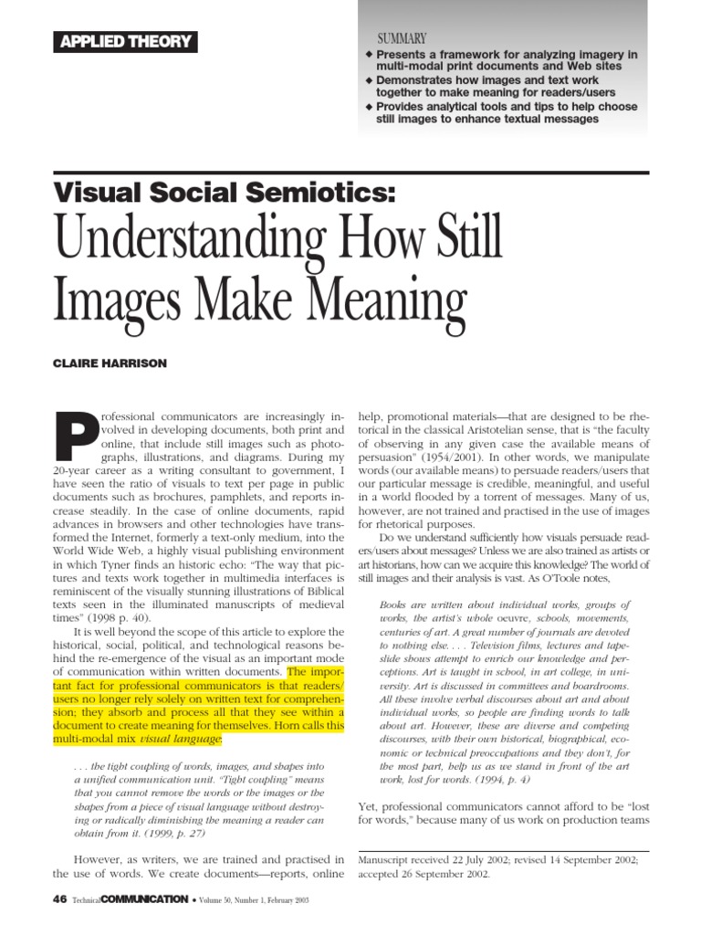Visual Social Semiotics-Understanding How Still Images Make Meaning ...