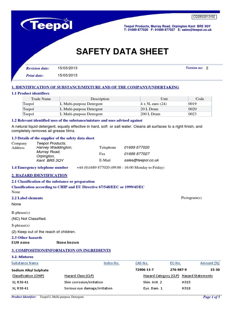 0019-0020-0023-l Multi Purpose Detergent - 3 | PDF | Toxicity ...
