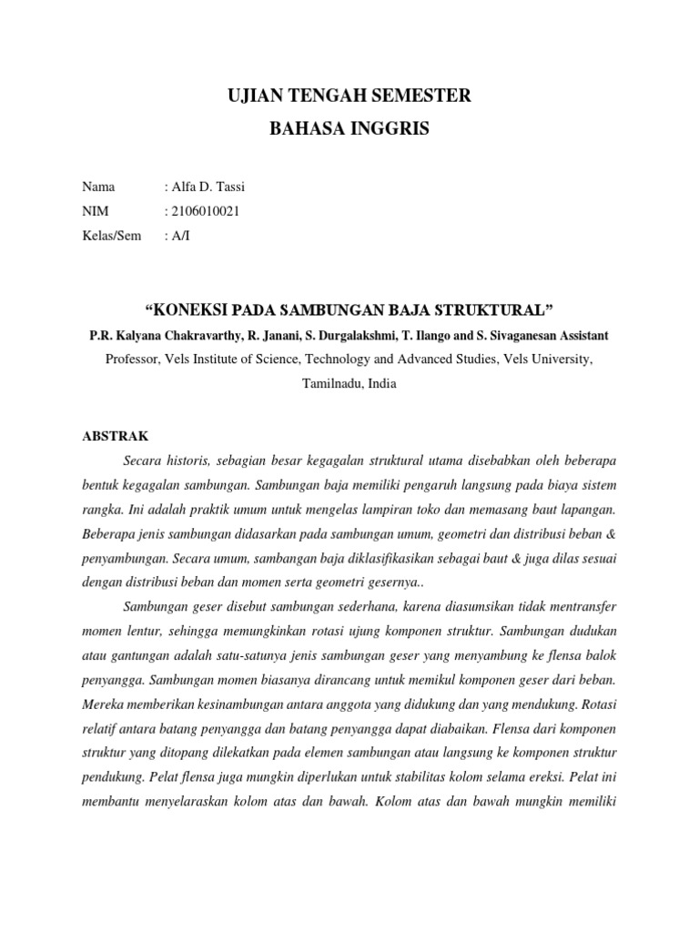 UTS BING TEKNIK (Alfa D. Tassi 2106010021) | PDF