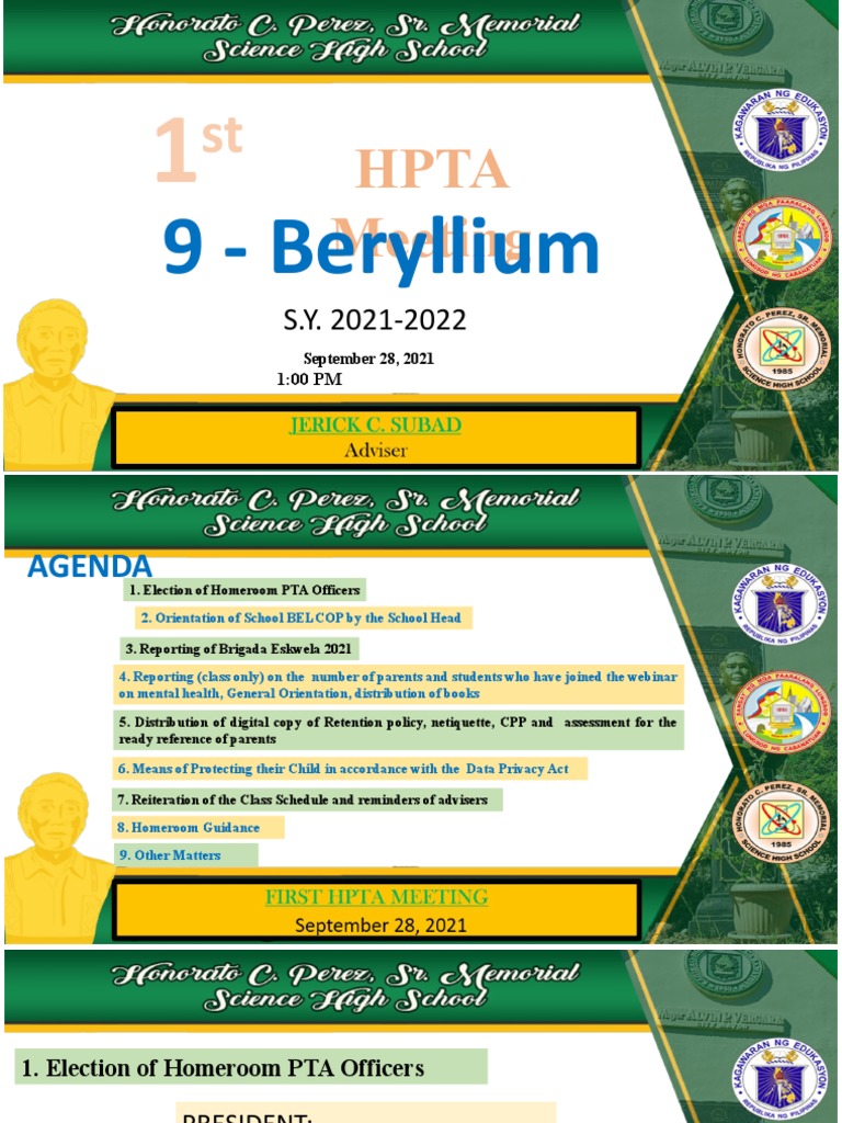 First HPTA Meeting September 28 2021 | PDF | Learning | Monitoring And ...