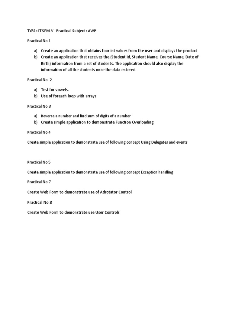 AWP Practical Questions | PDF