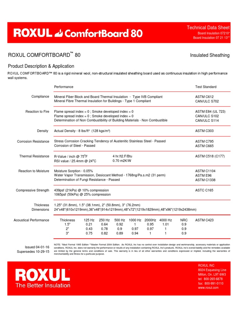 Roxul Comfortboard 80: Insulated Sheathing | PDF | Building Insulation ...