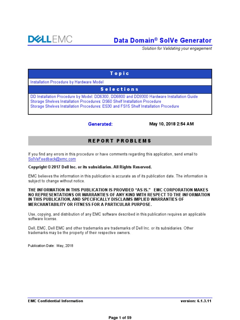 Data Domain - Installation Procedure by Hardware Model-DD6300, DD6800 ...