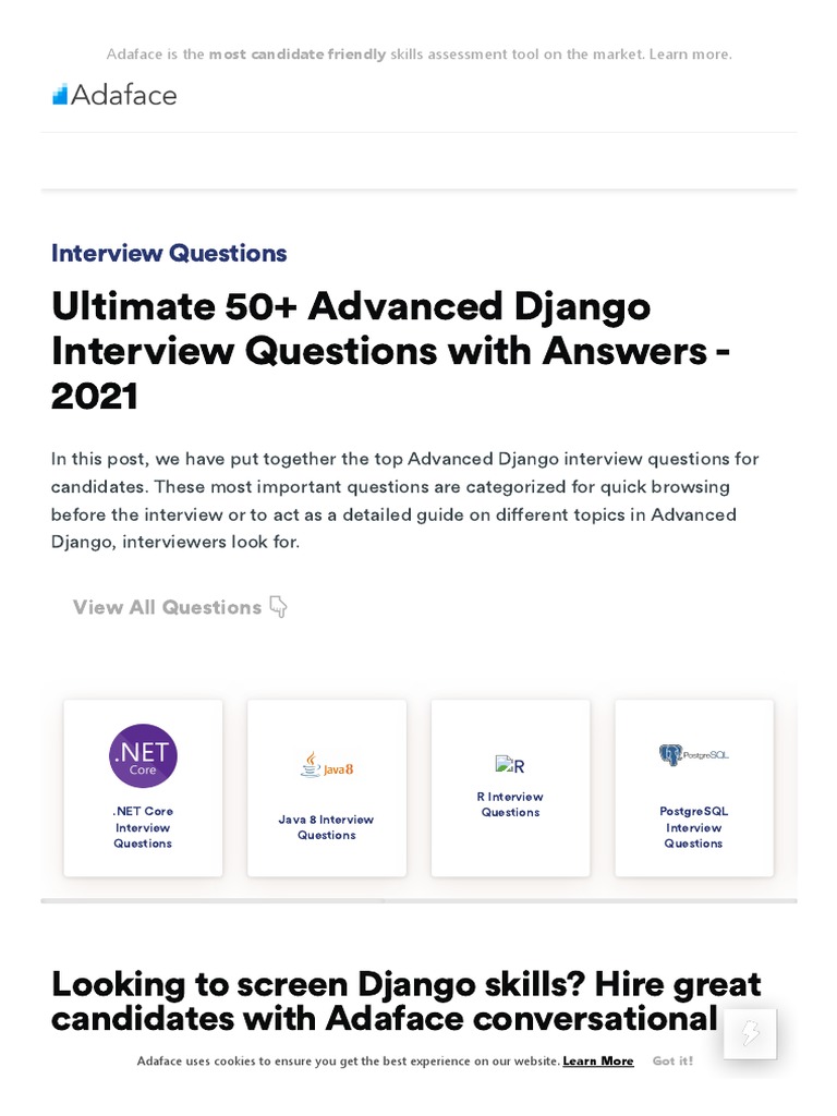 Ultimate 50+ Advanced Django Interview Questions With Answers - 2021 ...