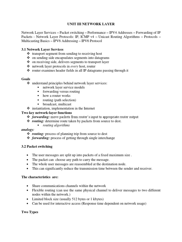 Unit Iii Network Layer: Analogy | PDF | Routing | Internet Protocols