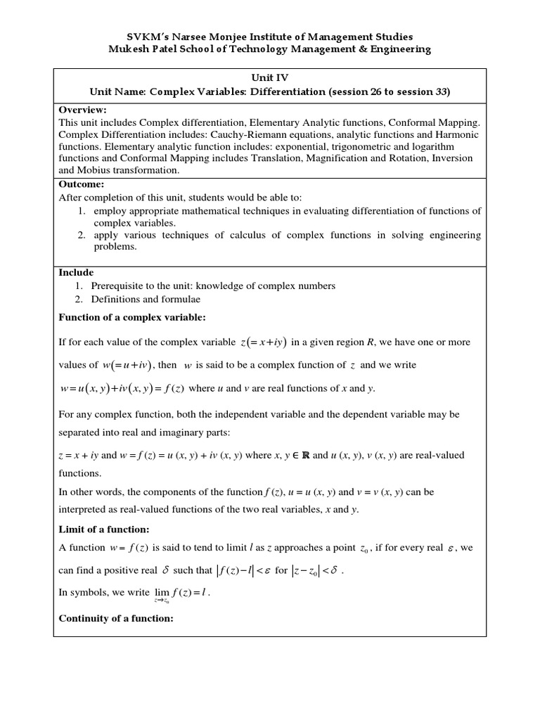 Unit 4 Sessionwise Problems | PDF | Function (Mathematics) | Holomorphic Function