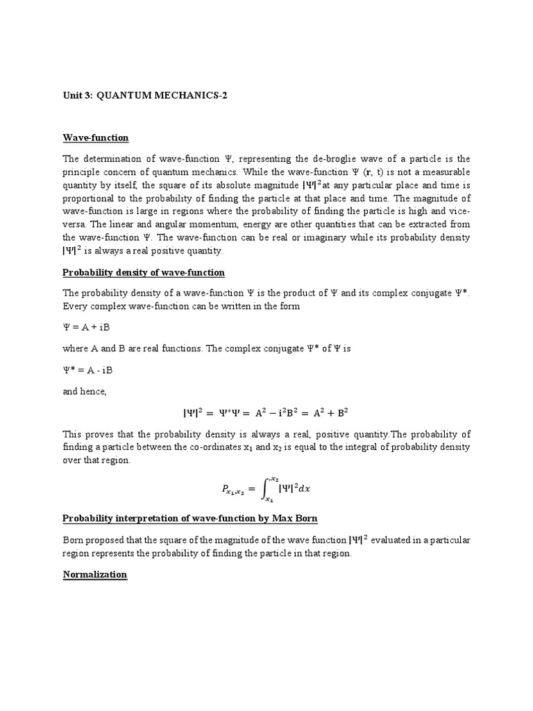 Quantum Mechanics Notes-Part 2 | PDF | Wave Function | Schrödinger Equation