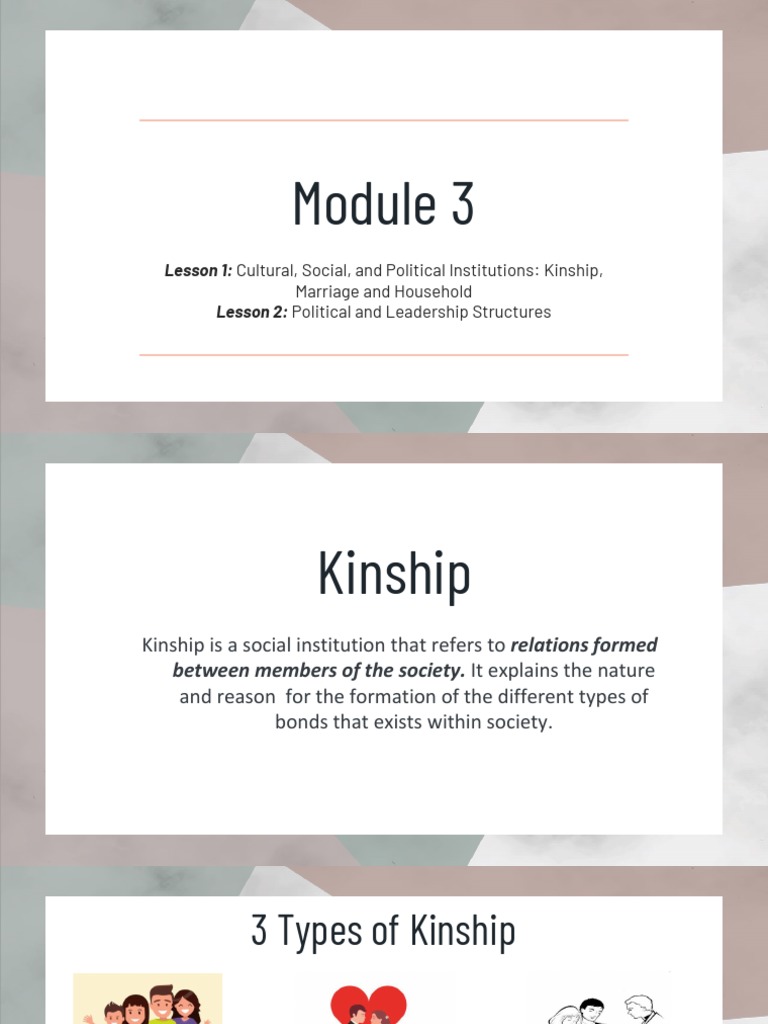 Lesson 1: Cultural, Social, and Political Institutions: Kinship, Lesson ...