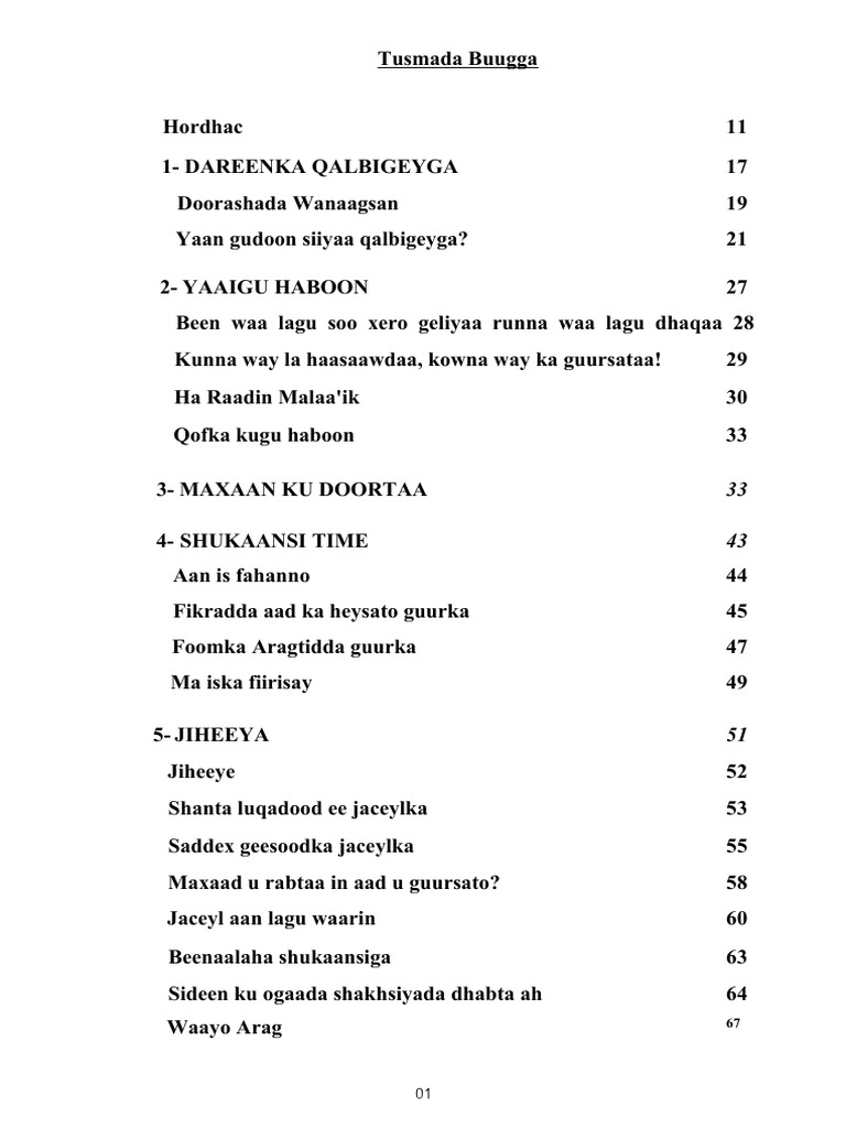 Jacayl Aan Dhamaad Lahayn | PDF