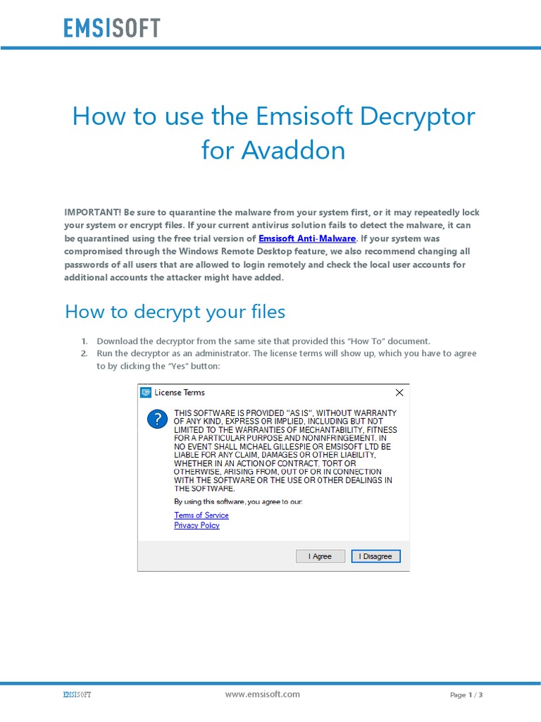 How To Use The Emsisoft Decryptor For Avaddon | PDF | Malware | Encryption