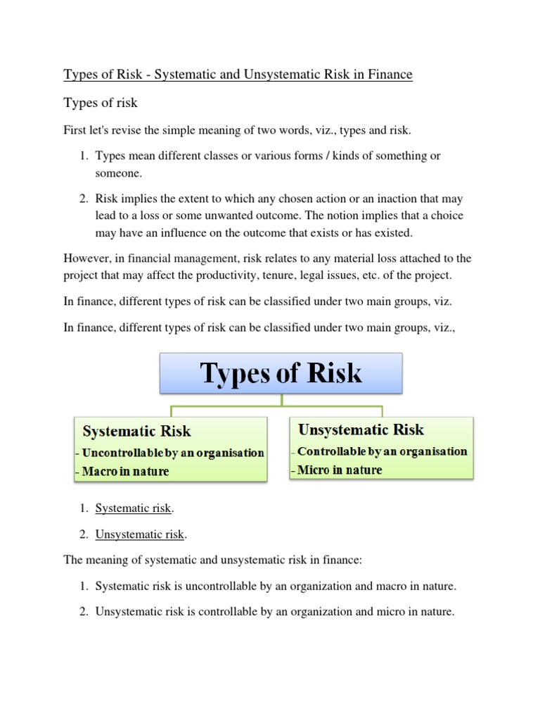 Systematic and Unsystematic Risk | PDF | Risk | Credit Risk