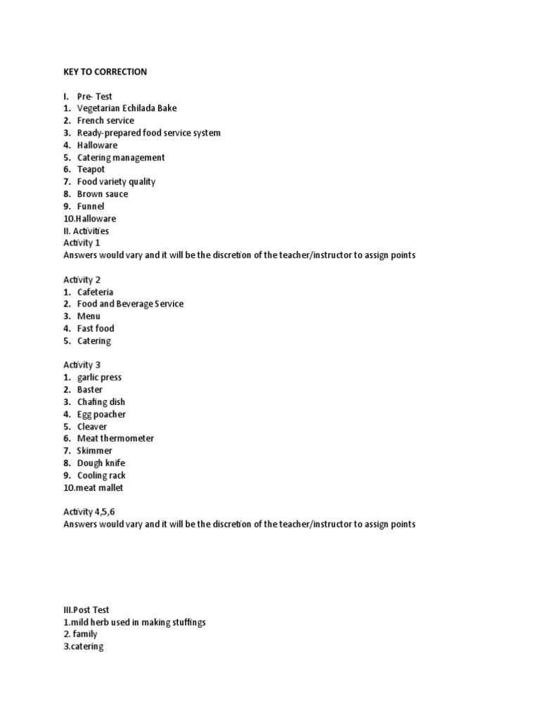 Key To Correction | PDF | Foods | Food And Drink