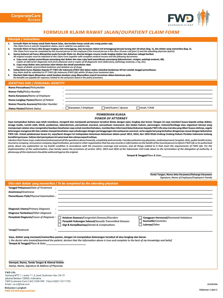 Formulir Klaim Rawat Jalan - v10 | PDF