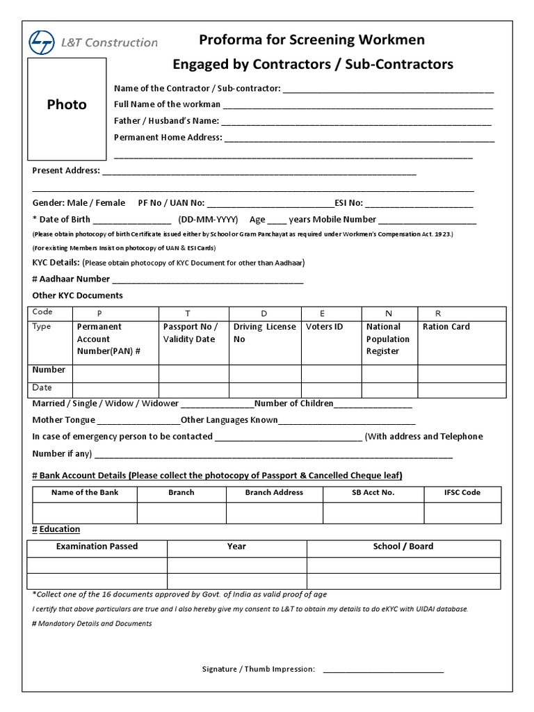 Screening Form | PDF