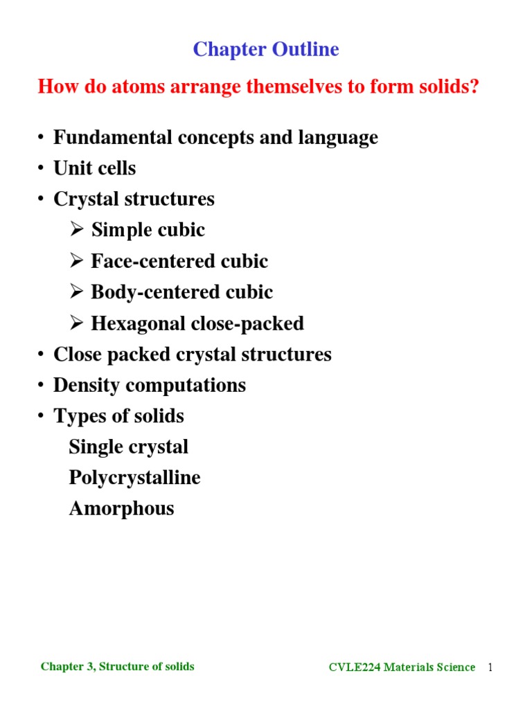 How Do Atoms Arrange Themselves To Form Solids?: Simple Cubic | PDF | Crystal Structure | Crystal