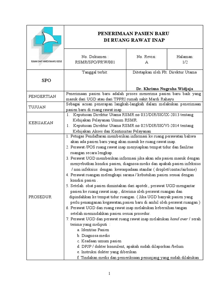 Spo Penerimaan Pasien Baru | PDF